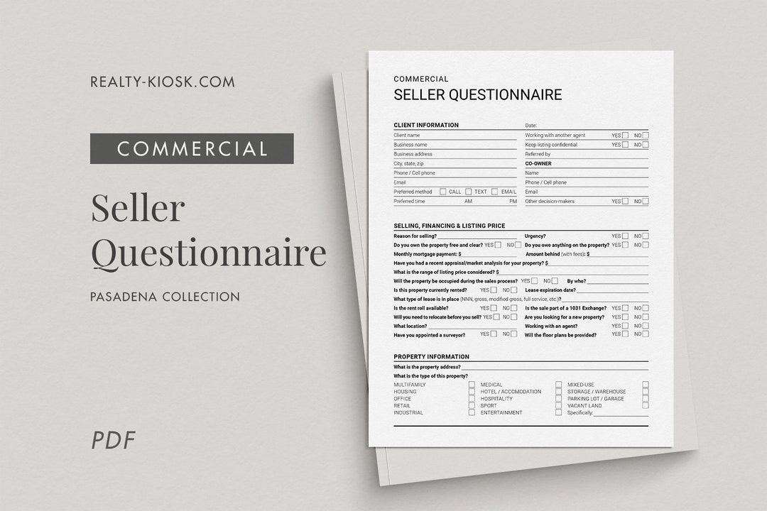 Commercial Real Estate Seller Questionnaire, Commercial Property Seller ...