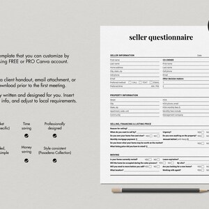 Buyer and Seller Questionnaire Canva Template Client | Etsy