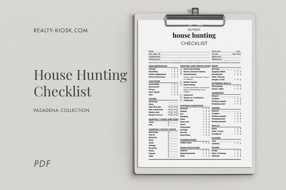 Real Estate House Hunting Checklist Home Buyer Checklist | Etsy