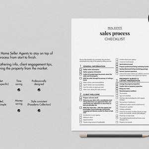 Real Estate Sales Process Checklist, Home Listing Checklist, Realtor ...