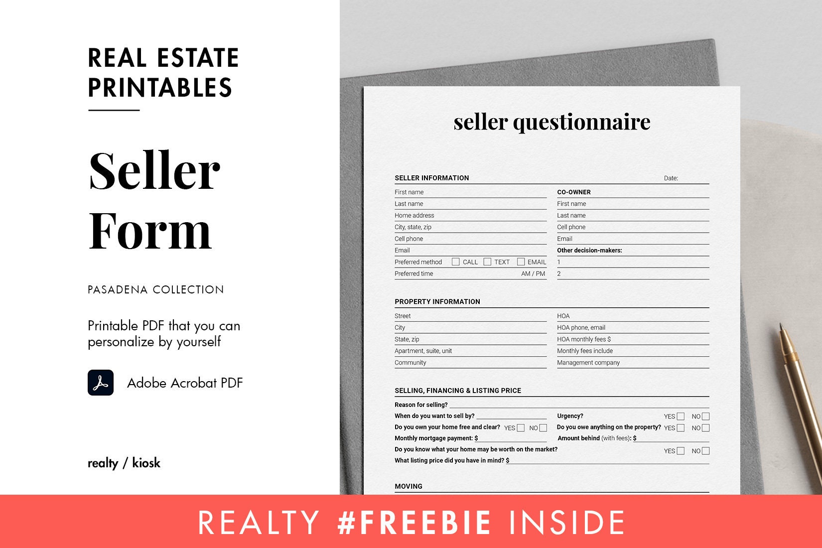 Real Estate Seller Questionnaire Client Questionnaire Form | Etsy
