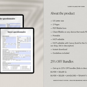 Fillable Real Estate Seller Questionnaire, Home Seller Form, Seller ...