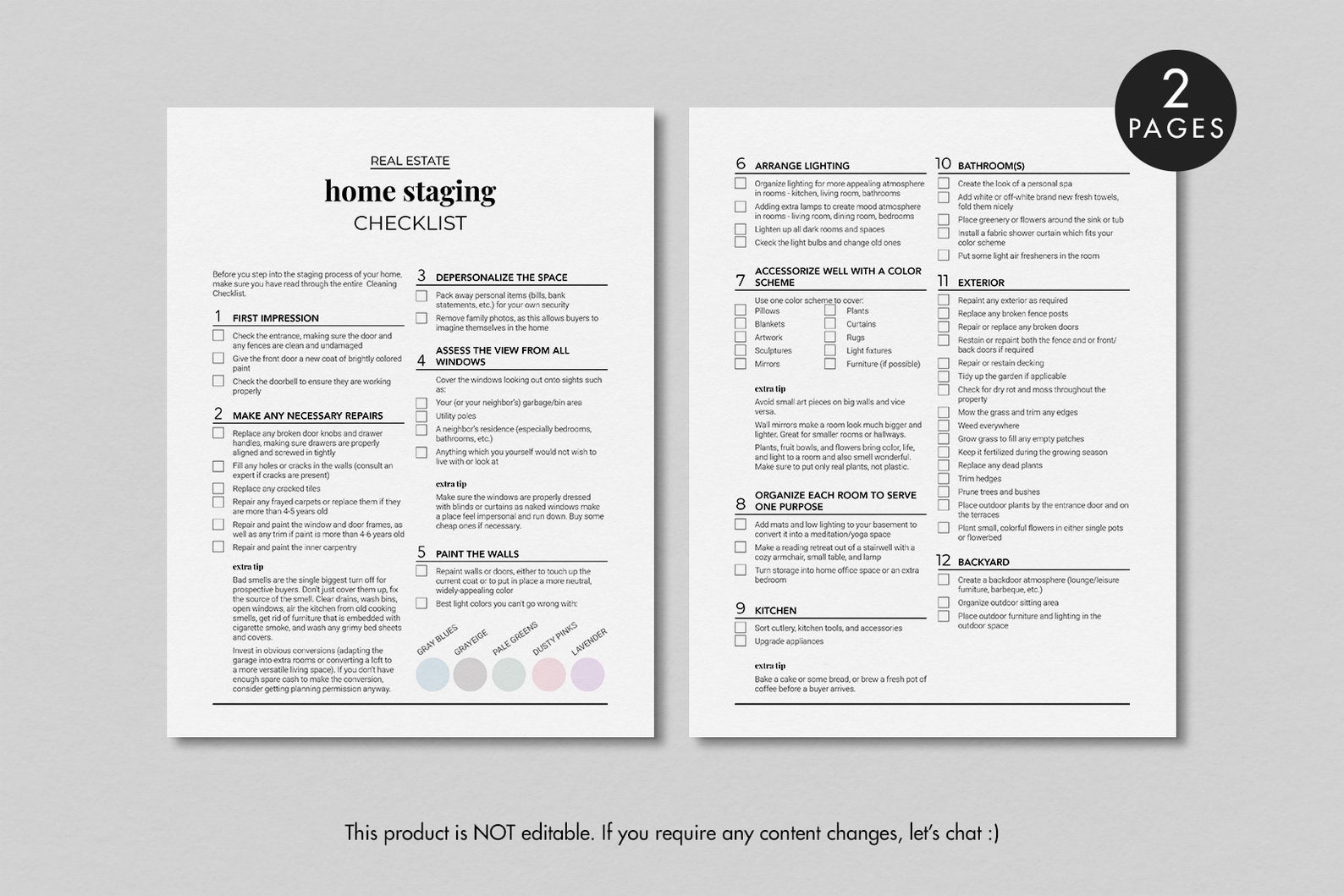 Real Estate Home Staging Checklist, Property Staging Checklist, Open ...