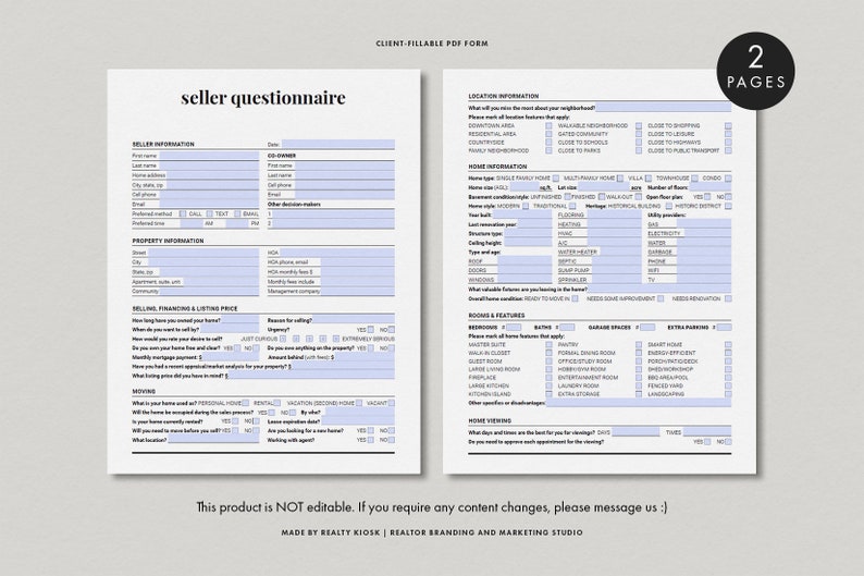Real Estate Bundle, Buyer and Seller Questionnaire, Buyer Intake Form ...