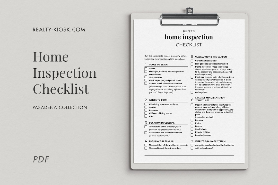 Real Estate Home Inspection Checklist, Home Buyer Checklist, Property ...