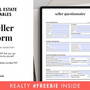 Fillable Real Estate Seller Questionnaire Home Seller Form | Etsy