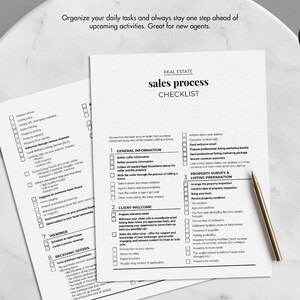 Real Estate Sales Process Checklist, Home Listing Checklist, Realtor ...
