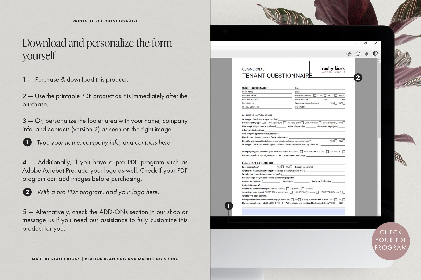 Commercial Real Estate Tenant Questionnaire, Commercial Tenant Intake ...
