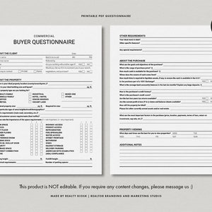 Commercial Real Estate Buyer Questionnaire Commercial - Etsy