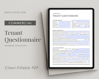 Real Estate Tenant Questionnaire, Tenant Intake Form, Client ...
