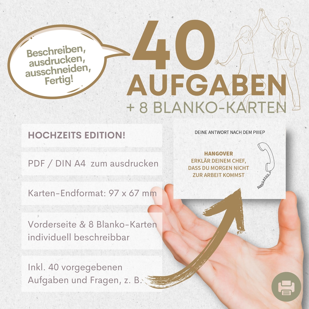 Audio Guest Book Card Game, PDF With 40 Predefined Tasks and 8 Blank ...