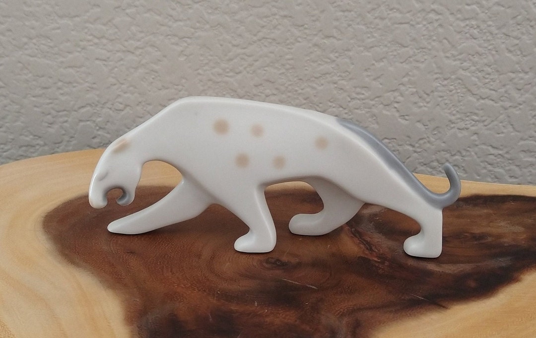 Art Deco Snow Leopard Ceramic Figurine. - Etsy