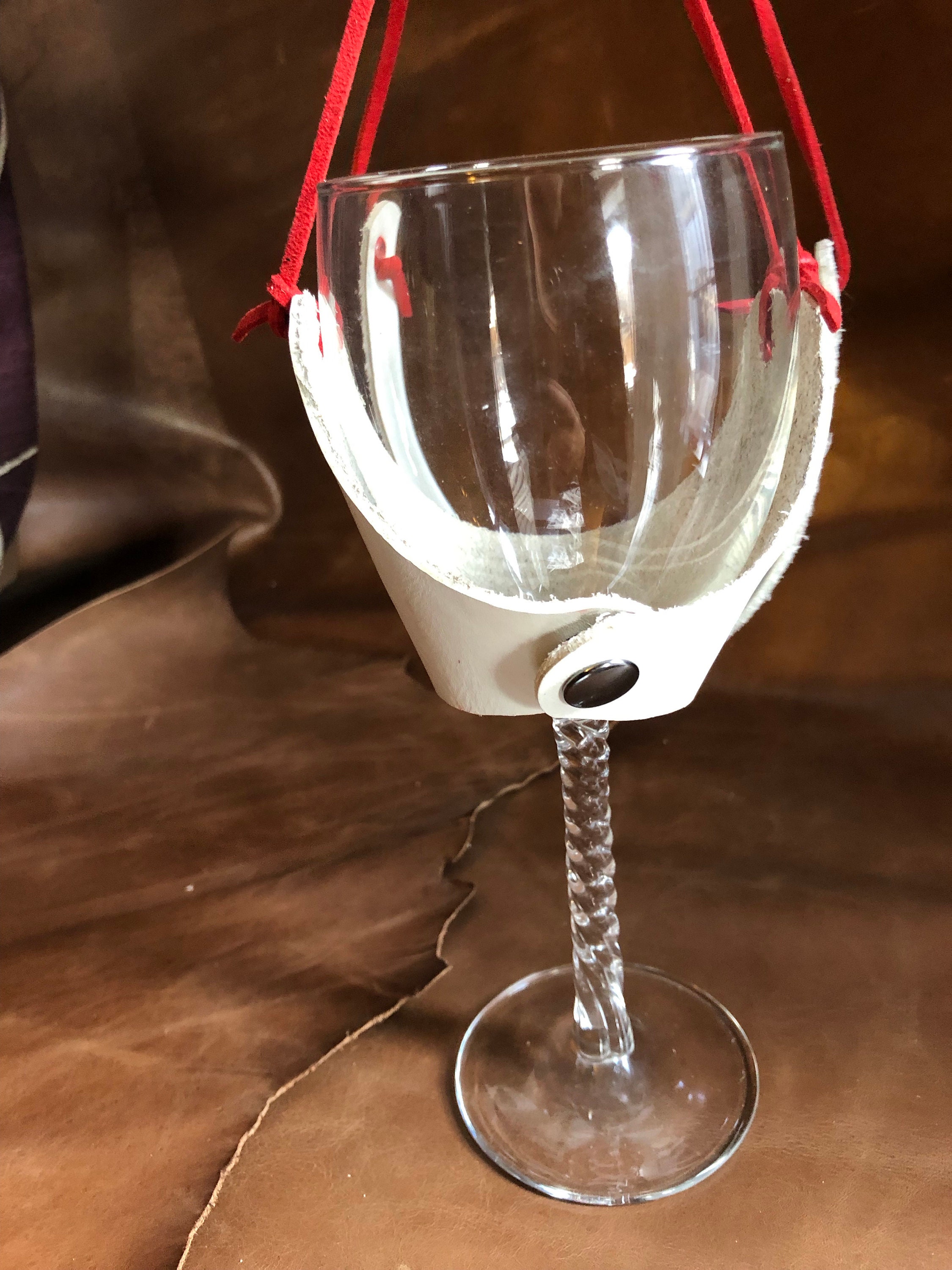 Leather Wine Glass Holder Necklace Etsy