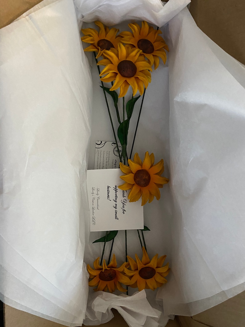 Leather Sunflower Long Stem | Etsy