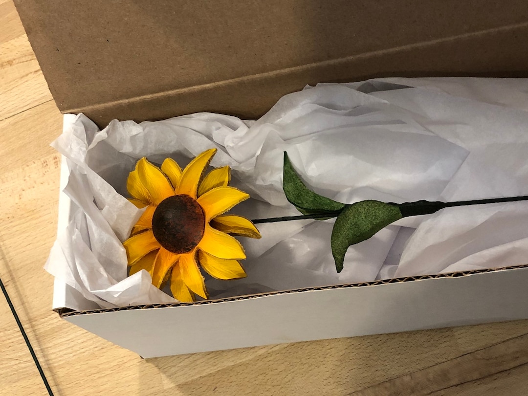Leather Sunflower Long Stem - Etsy