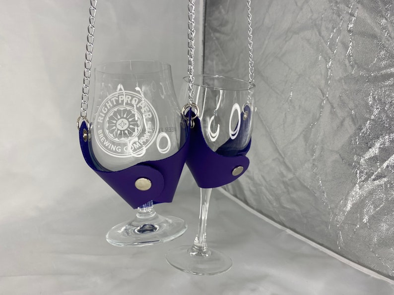 Leather Wine Glass Holder Necklace Etsy