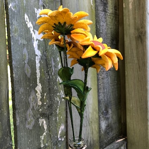 Leather Sunflower Long Stem - Etsy