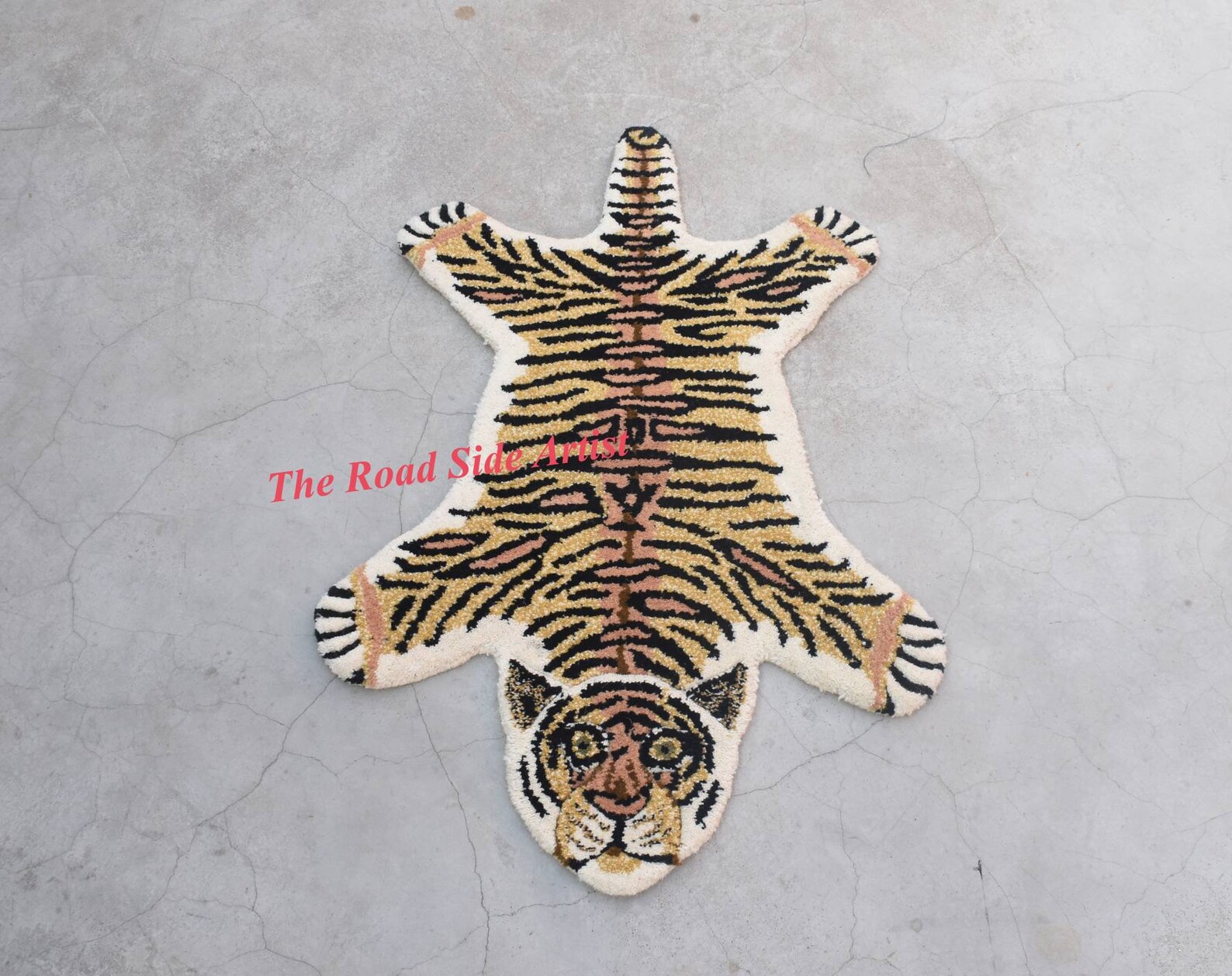 2x3 Hand Tufted Tiger Skin Wool Carpet - Handmade Decorative Living ...