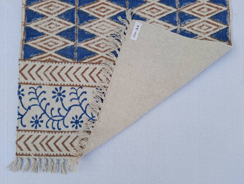 2'X3' Cotton Navy Blue Handblock Printed Dark Navy | Etsy