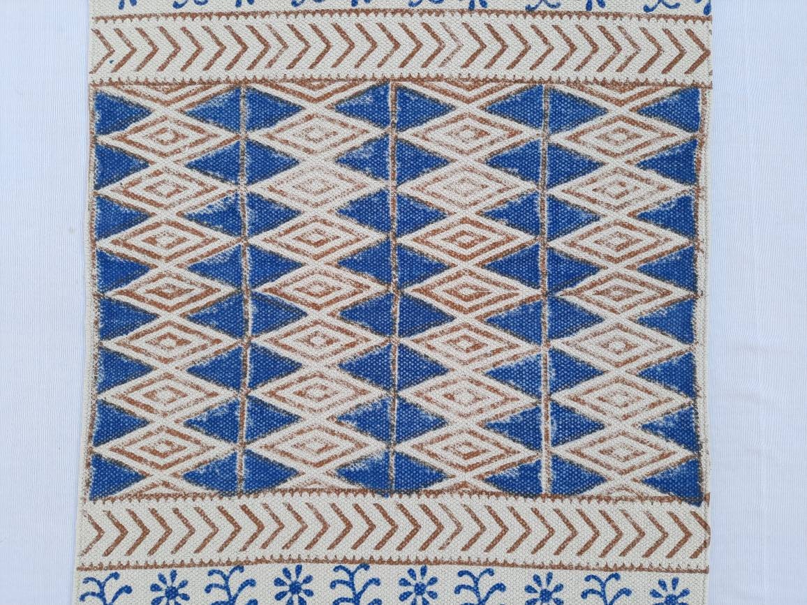 2'X3' Cotton Navy Blue Handblock Printed Dark Navy | Etsy