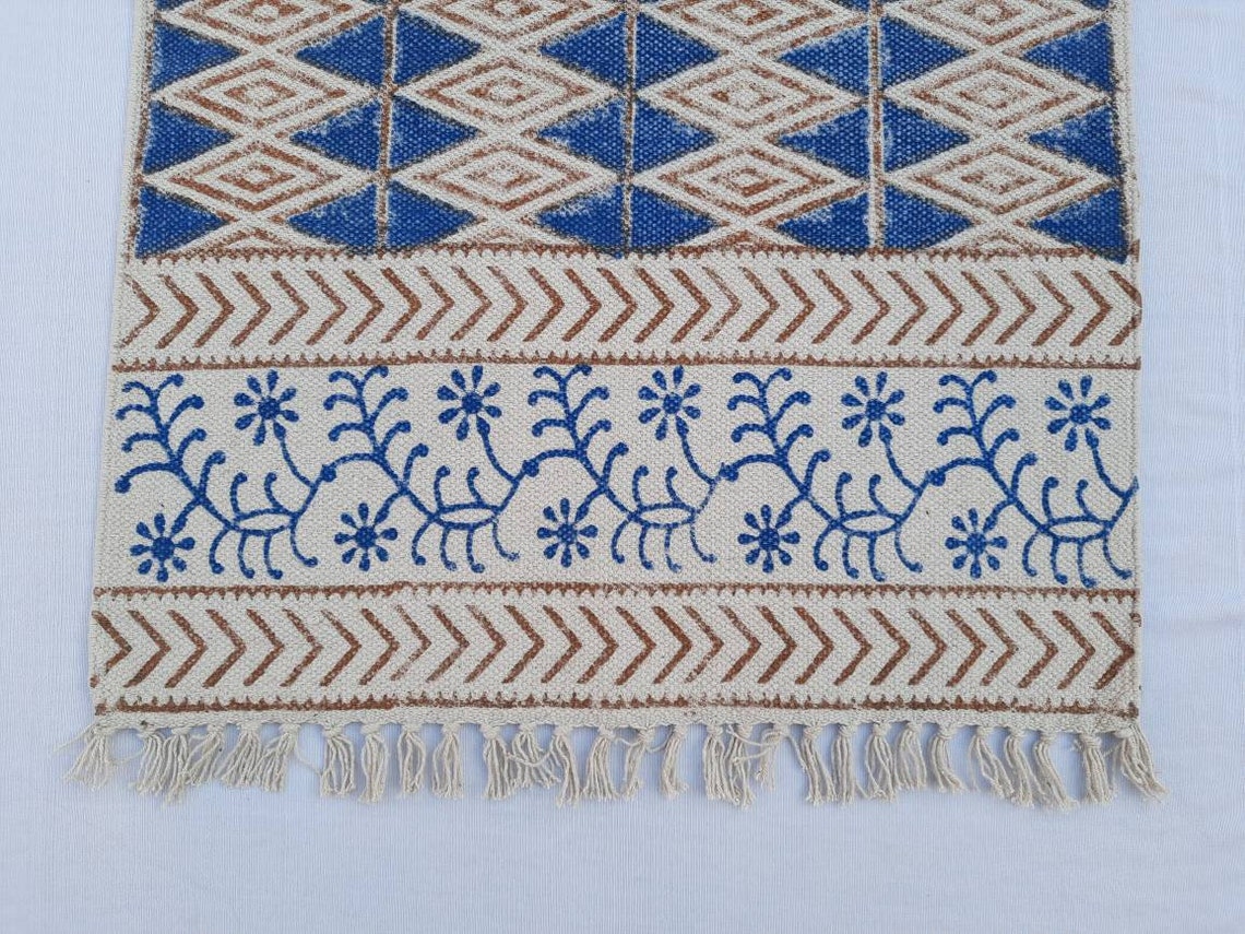 2'X3' Cotton Navy Blue Handblock Printed Dark Navy | Etsy