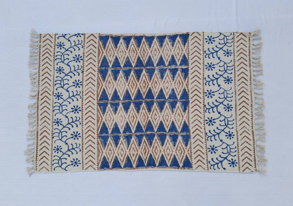 2'X3' Cotton Navy Blue Handblock Printed Dark Navy | Etsy