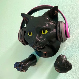 Black Cat Wall Hanger! Cat Headphone Stand Like House/tabby/calico ...