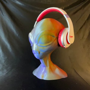 Psychedelic Alien Head Headphone Stand! Headset Holder Rack, Grey Area ...