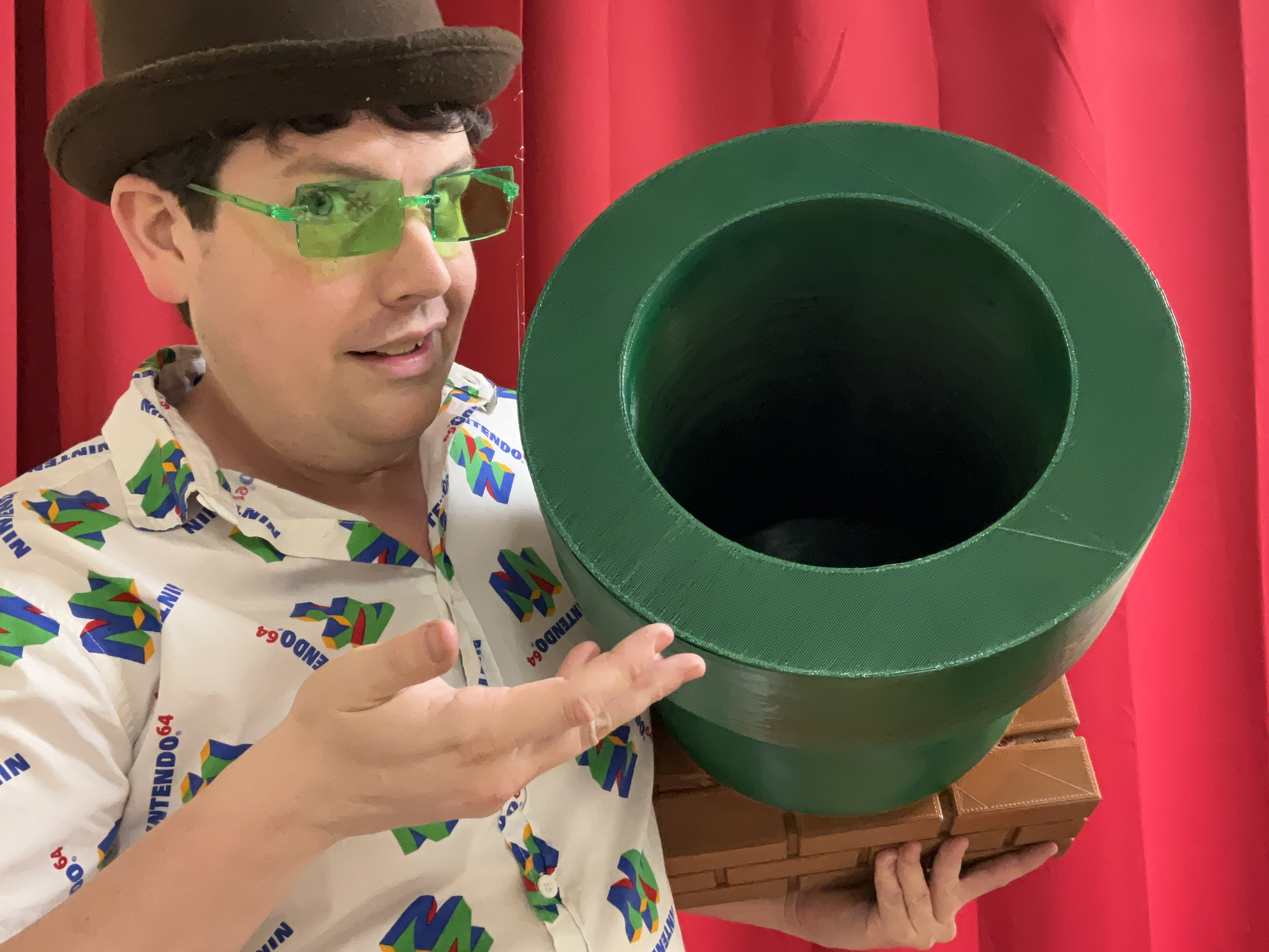 Retro-inspired Green Gaming Pipe Trash Can - 13 Gallon Unique Novelty ...