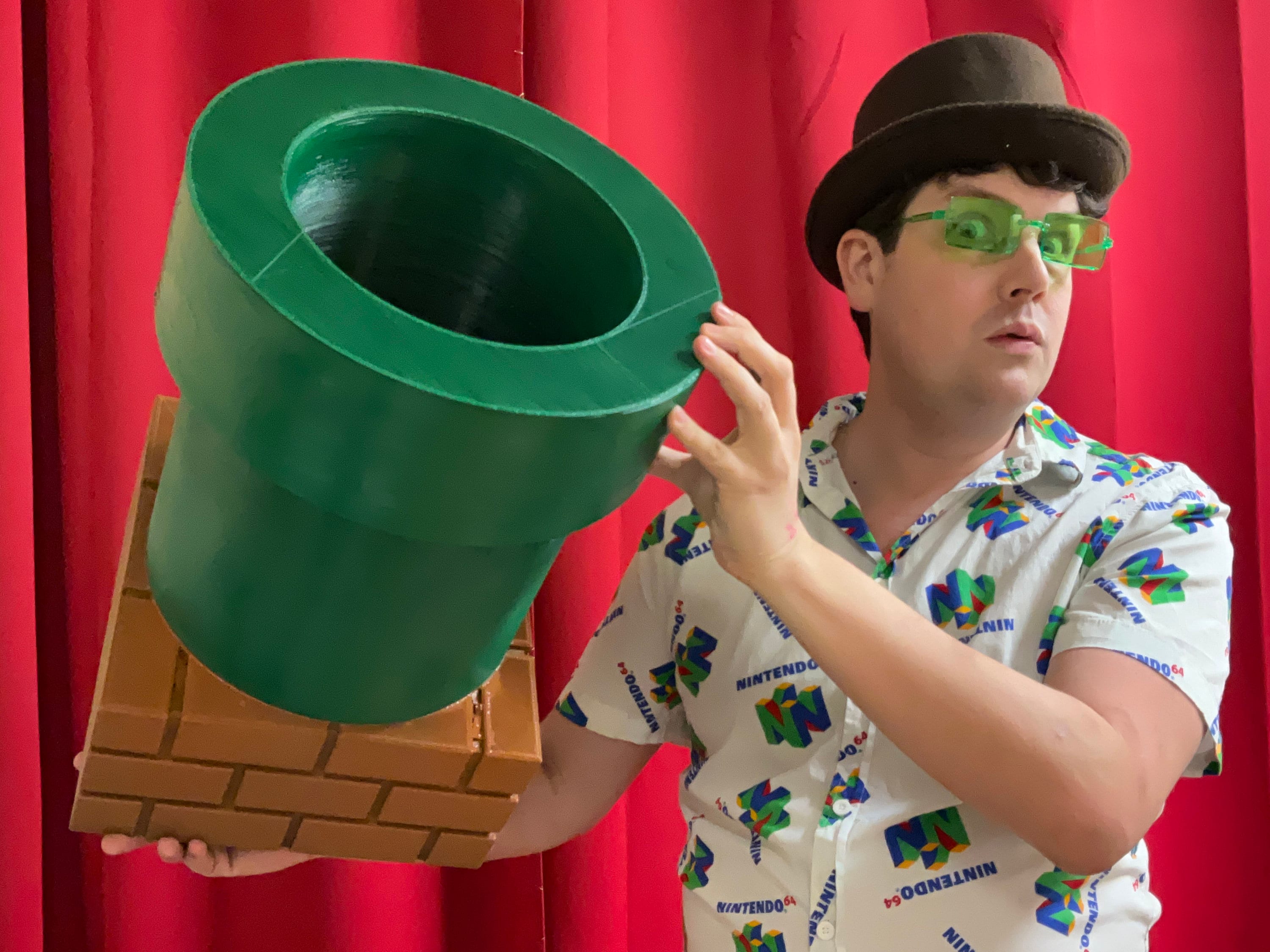 Retro-inspired Green Gaming Pipe Trash Can - 13 Gallon Unique Novelty ...