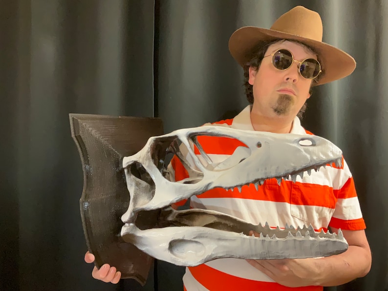 LIFE-SIZE Raptor Skull Wall Hanger! HUGE Velociraptor Dinosaur Stand ...