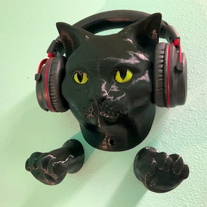 Black Cat Wall Hanger! Cat Headphone Stand Like House/tabby/calico ...