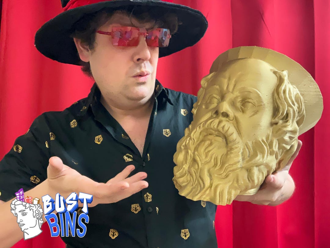 Gold Socrates Wastebasket for Home Office Decor | Unique Grocery Bag ...