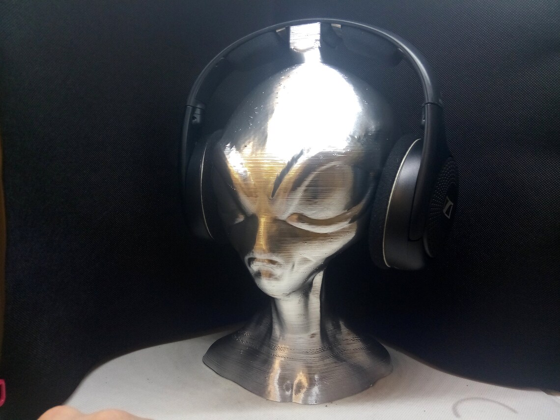 Alien Head Headphone Stand Headset Holder Rack Grey Area 51 | Etsy