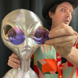 GIANT Silver Alien! Customizable Color AND Eye Color. HUGE Novelty ...