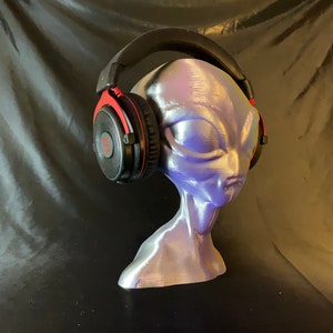 Psychedelic Alien Head Headphone Stand! Headset Holder Rack, Grey Area ...