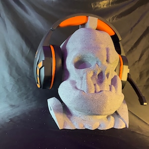 Stone Ork Skull Headphone Stand! Headset Hanger Rack, Like Gnome, Lord ...