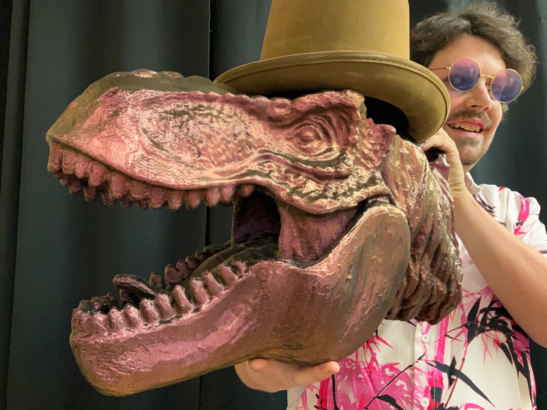 Colorshift T-rex Skull Sculpture - Orange to Violet Dino Art Decor - Etsy