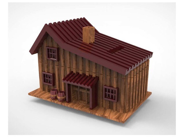 Big House Piggy Bank! Coin Cottage, Old-fashioned Still Banks. 3d ...