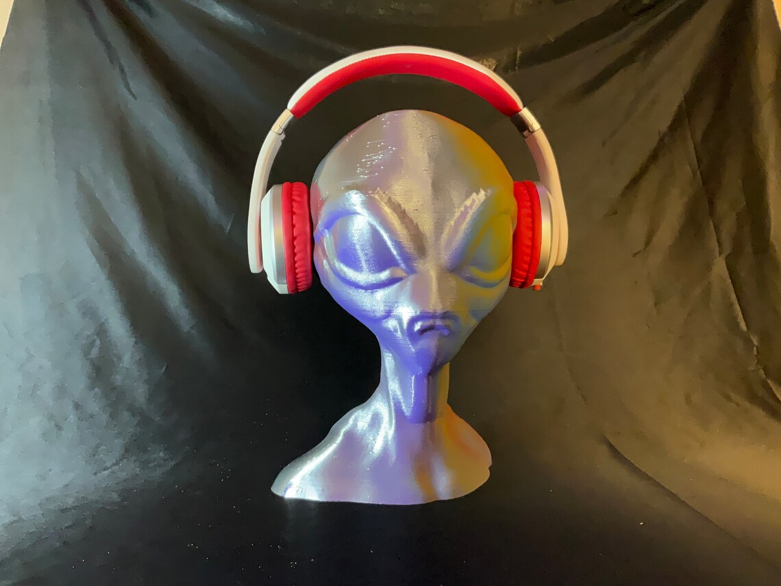 Psychedelic Alien Head Headphone Stand! Headset Holder Rack, Grey Area ...