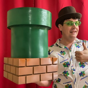 Retro-inspired Green Gaming Pipe Trash Can - 13 Gallon Unique Novelty ...