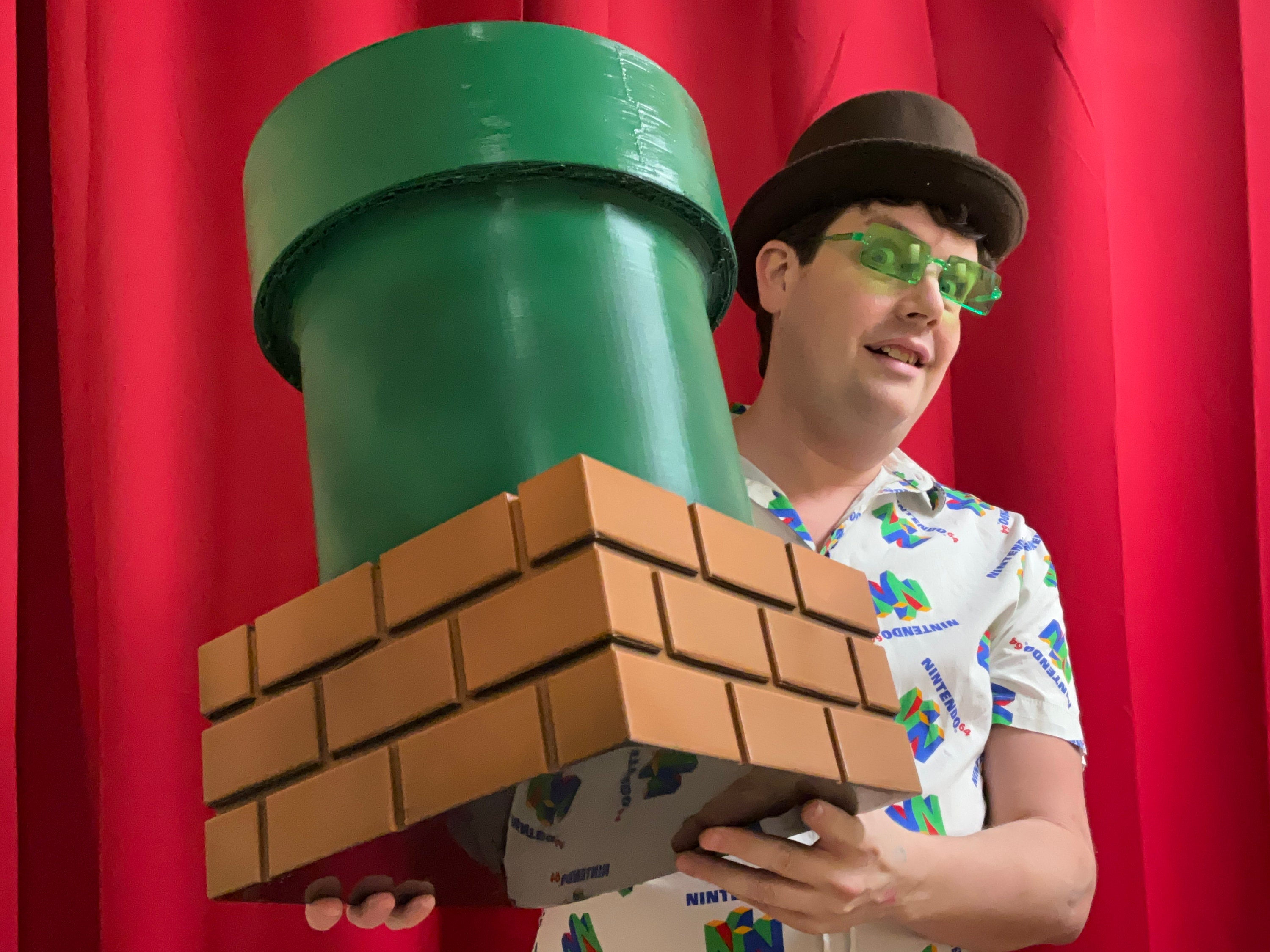 Retro-inspired Green Gaming Pipe Trash Can - 13 Gallon Unique Novelty ...