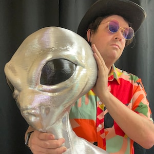 GIANT Silver Alien! Customizable Color AND Eye Color. HUGE Novelty ...