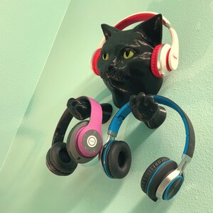 Black Cat Wall Hanger! Cat Headphone Stand Like House/tabby/calico ...