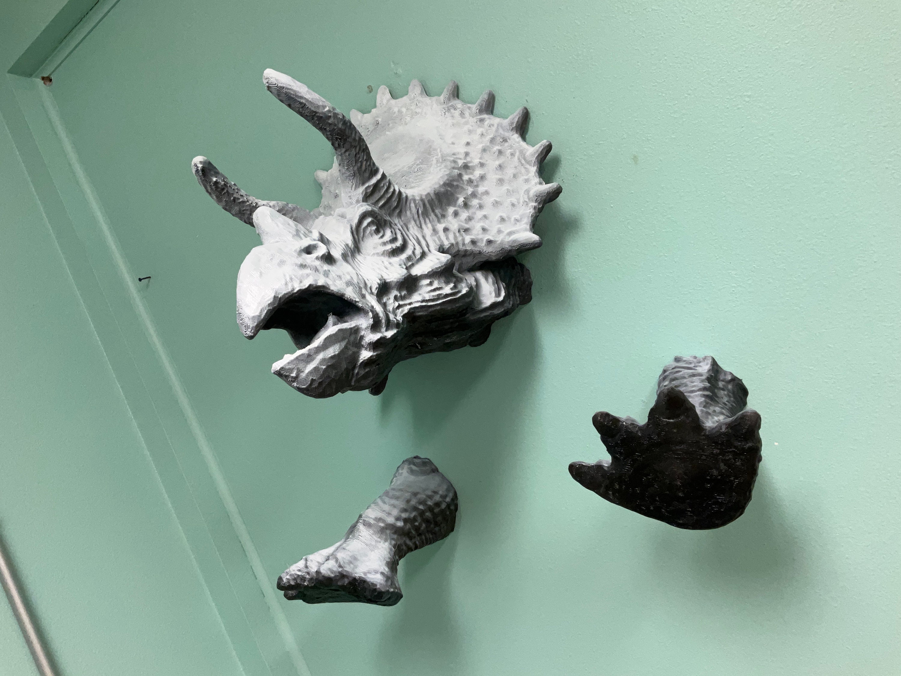 Vintage Sci-fi Triceratops Wall Mount - Retro Dino Noir Decor - Etsy