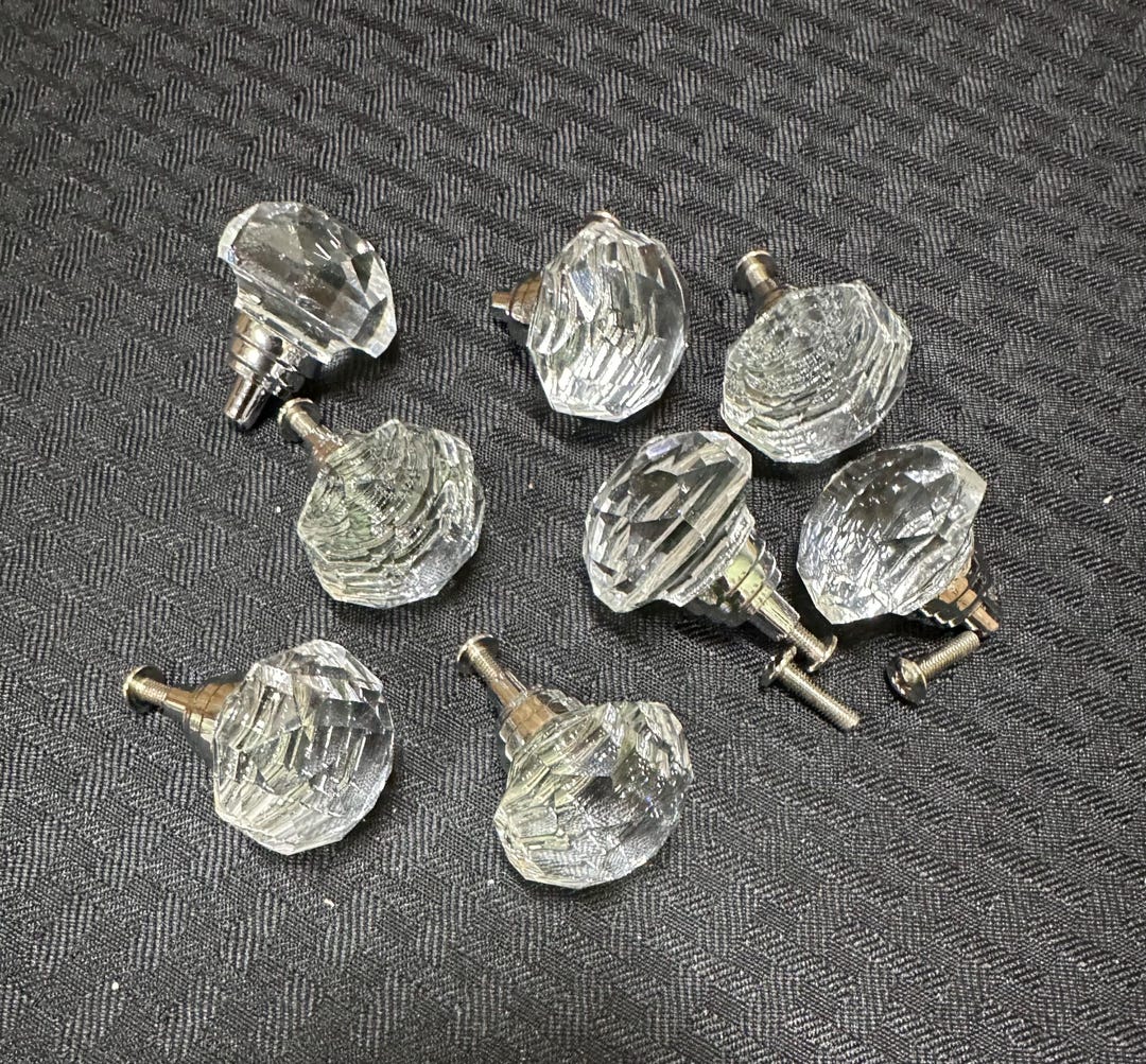 Solid Clear Crystal Drawer or Door Knob Set of 8 - Etsy