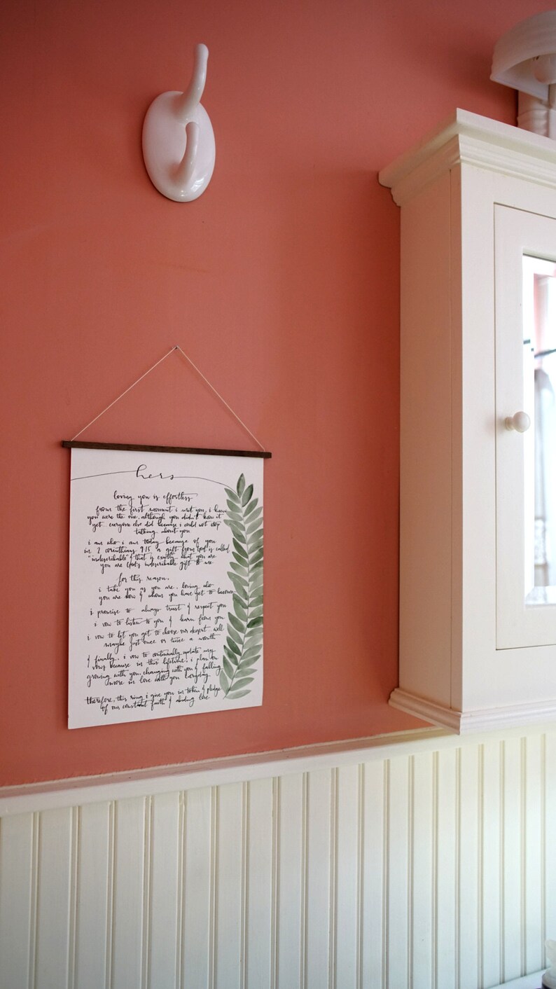 His & Hers Custom Wedding Vow Display - Etsy