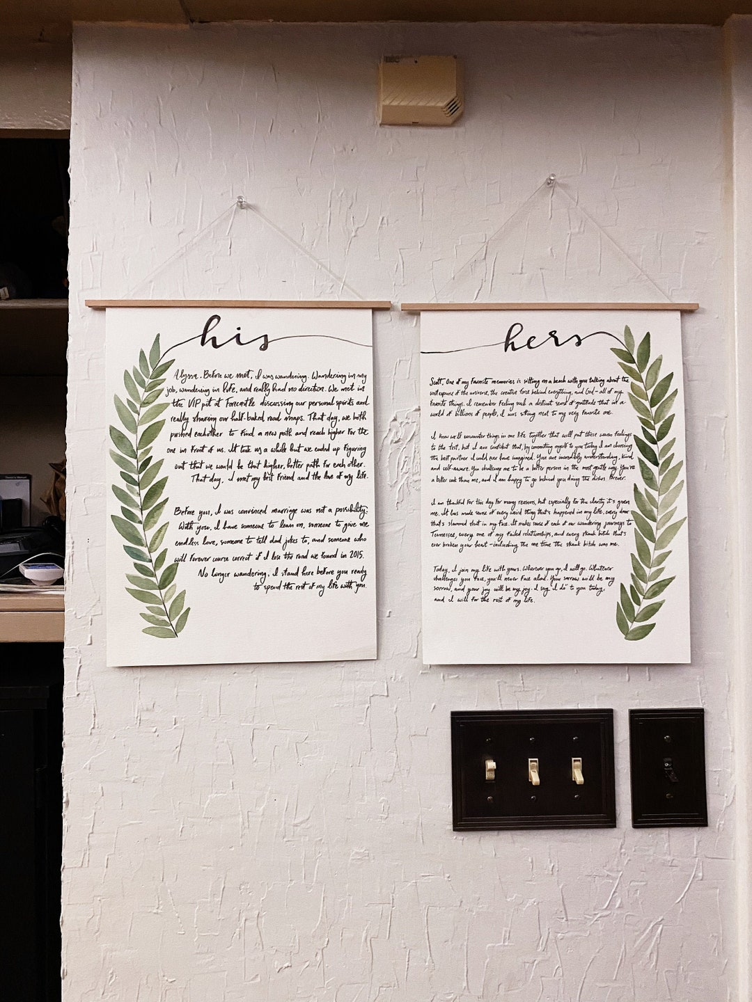 His & Hers Custom Wedding Vow Display - Etsy