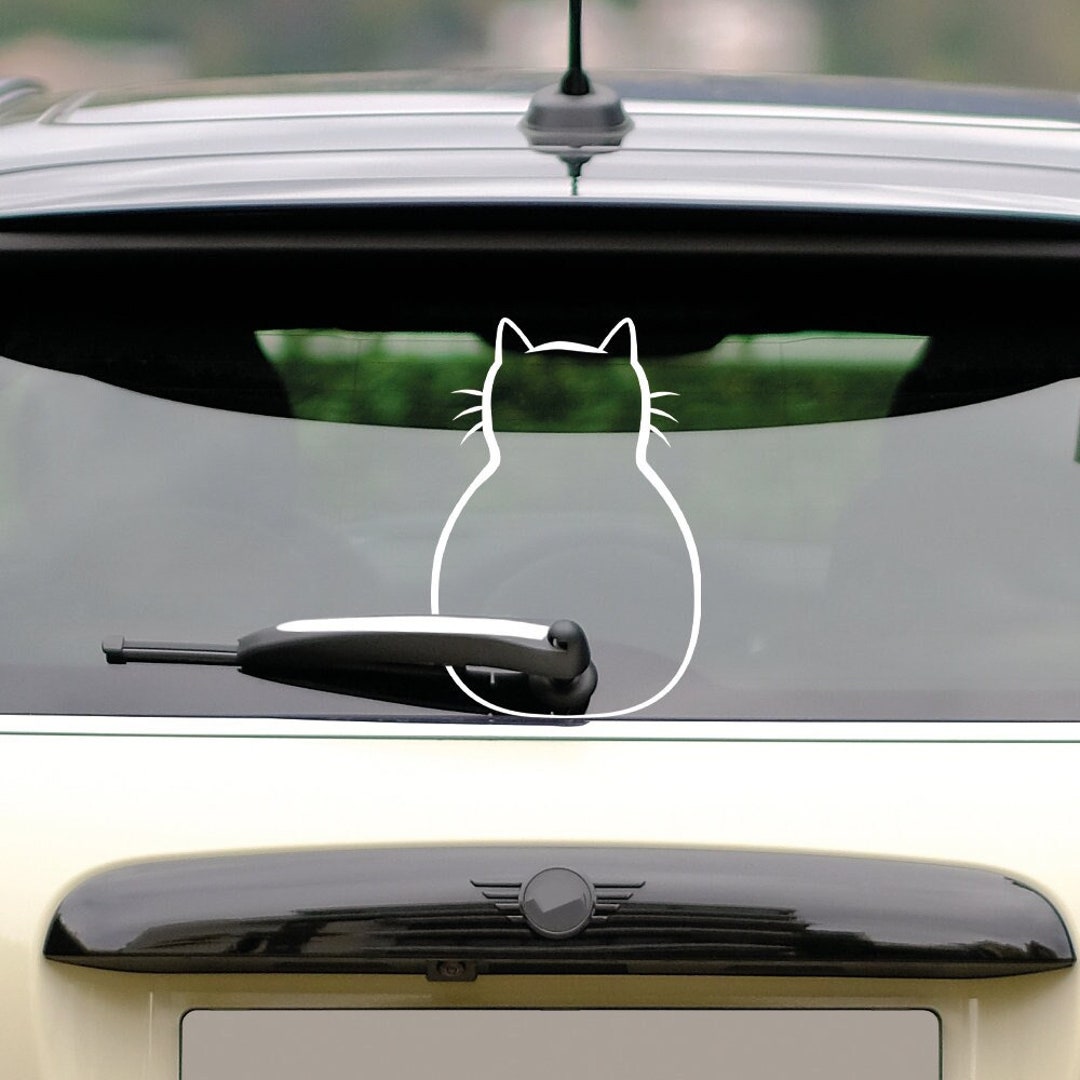 Car Sticker Cat Windshield Wiper Chubby Cat Sticker Car Decal Sticker ...