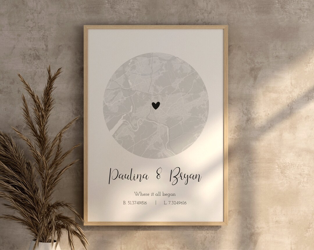 Partner Poster Location Personalized Map Venue Anniversary Anniversary ...